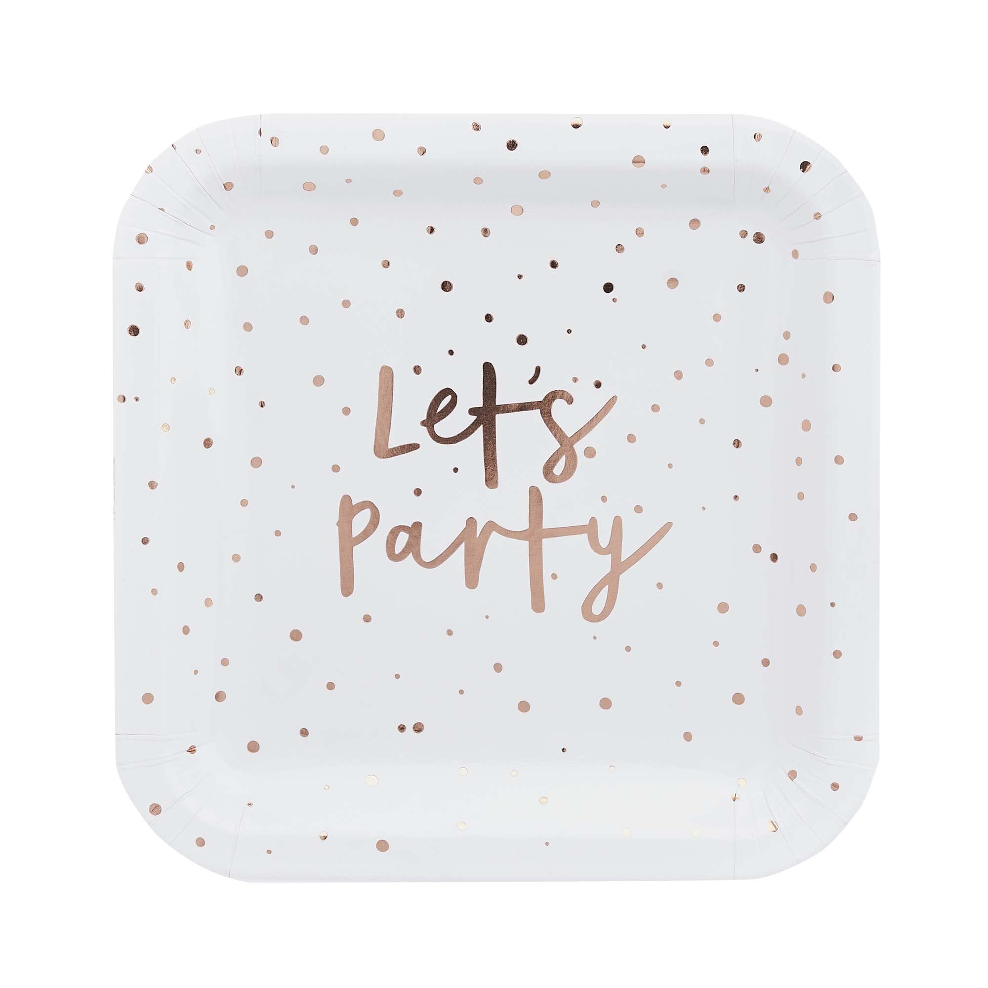 Metallic Mix Up Rose Gold Lets Party 23cm Paper Plates NPC