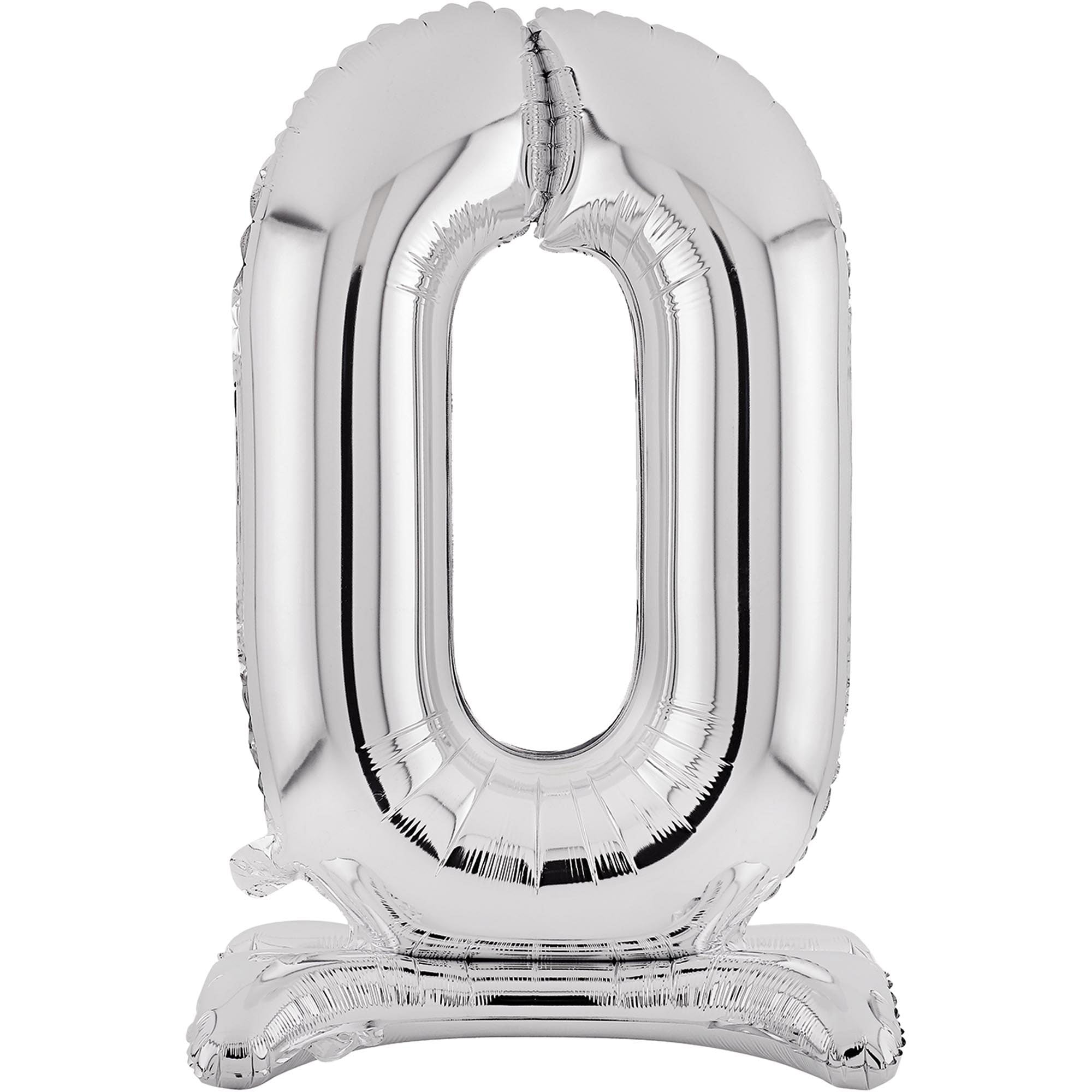 Large Number 0 Standing Silver Foil Balloon