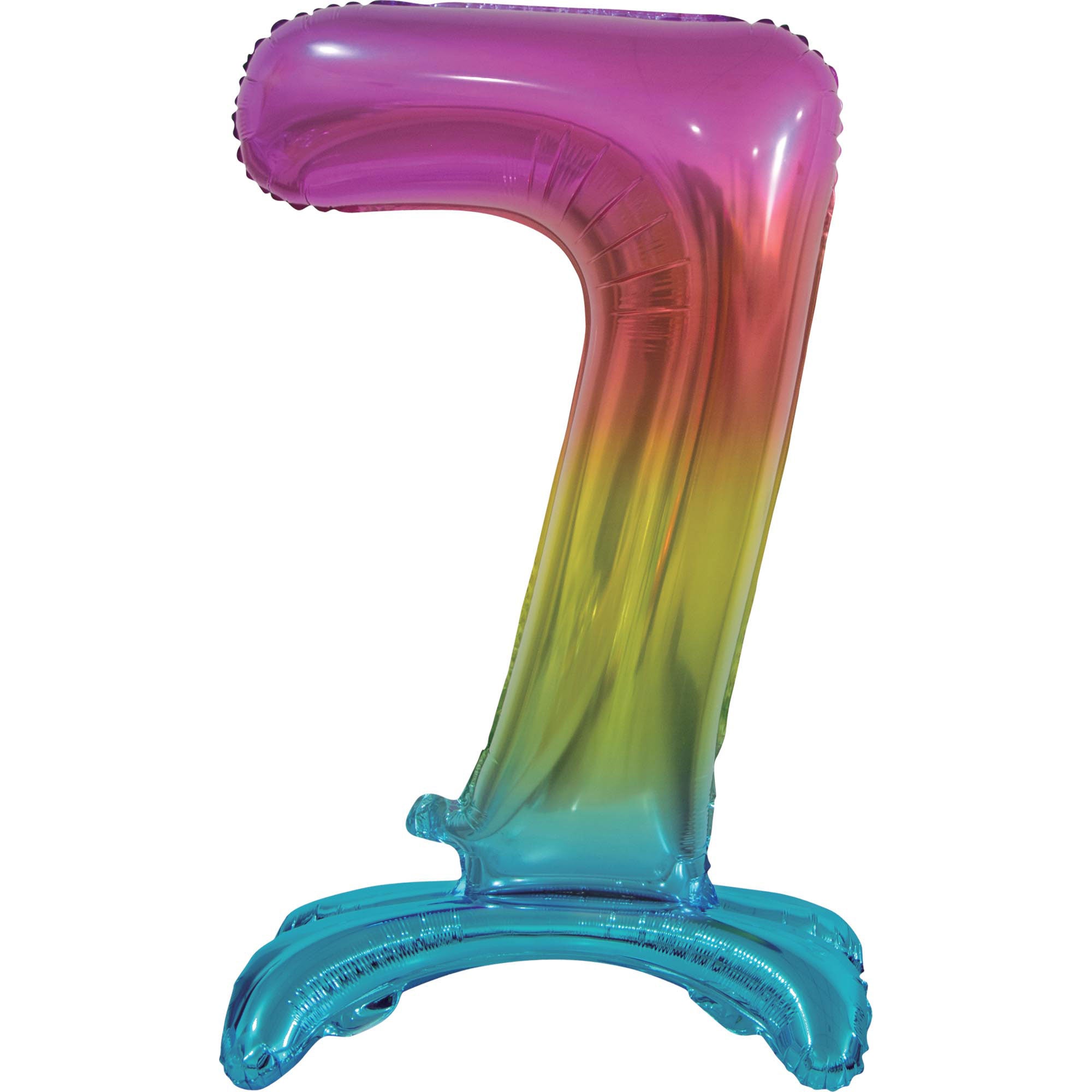 Large Number 7 Standing Rainbow Foil Balloon