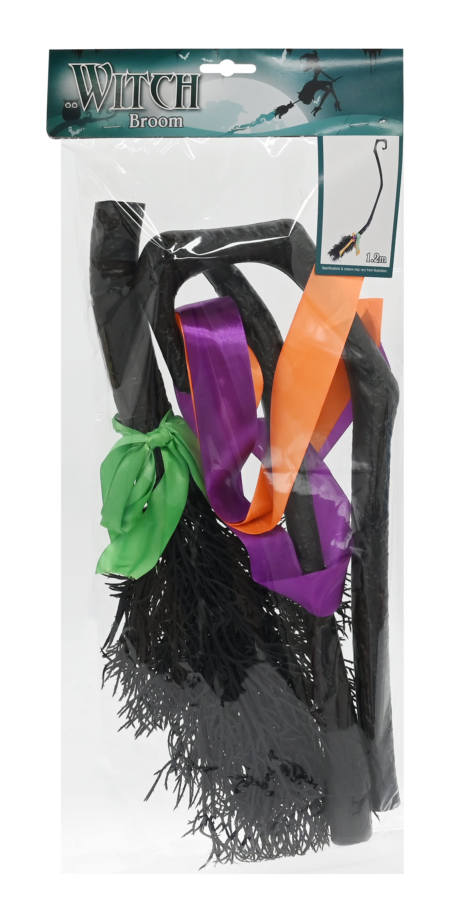 Witch Broomstick with Ribbons 1.2m