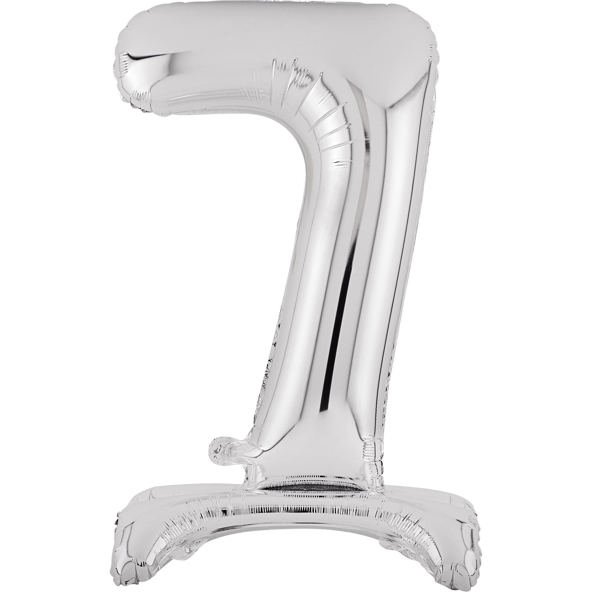 Large Number 7 Standing Silver Foil Balloon