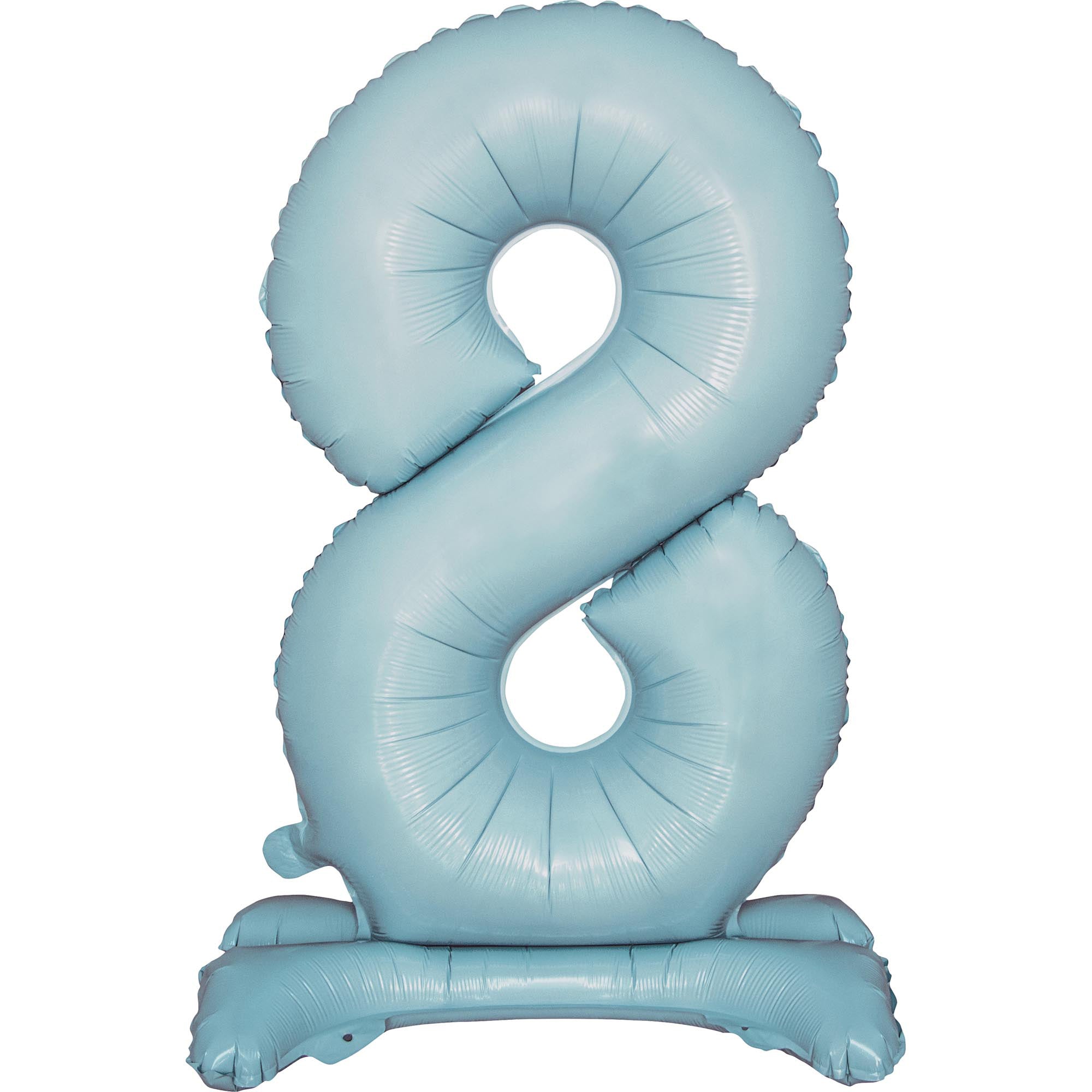 Large Number 8 Standing Pastel Blue Foil Balloon