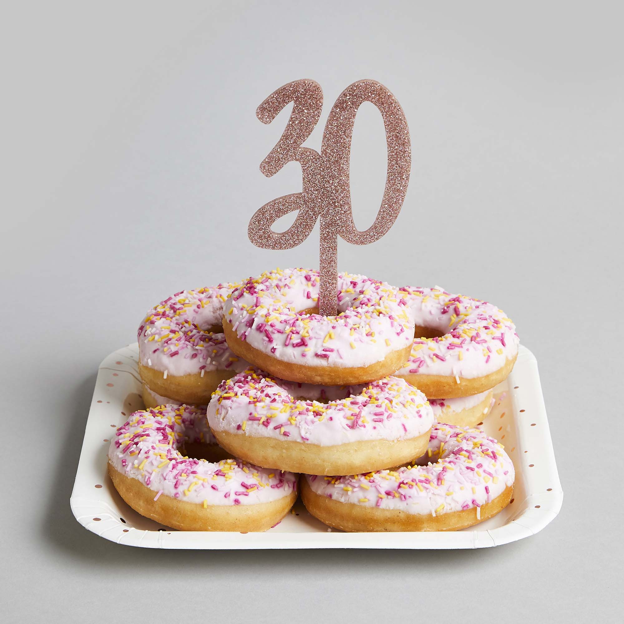 Metallic Mix Up Rose Gold Number 30 Glitter Acrylic Cake Topper
