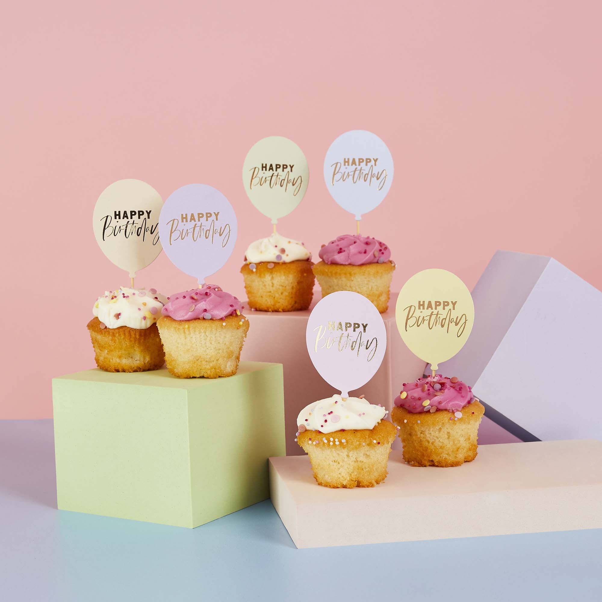 Pastel Party Happy Birthday Balloon Food Picks