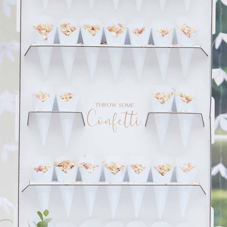 Botanical Wedding Bronze Foiled Confetti Stand With Confetti Cones Pac
