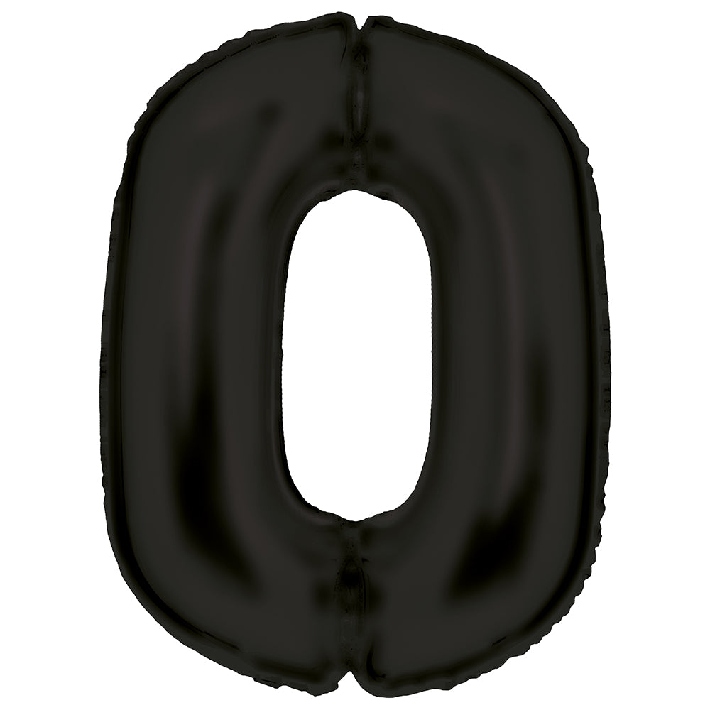 Large Number 0 Silk Lustre Black Foil Balloon 64cm w x 90cm h