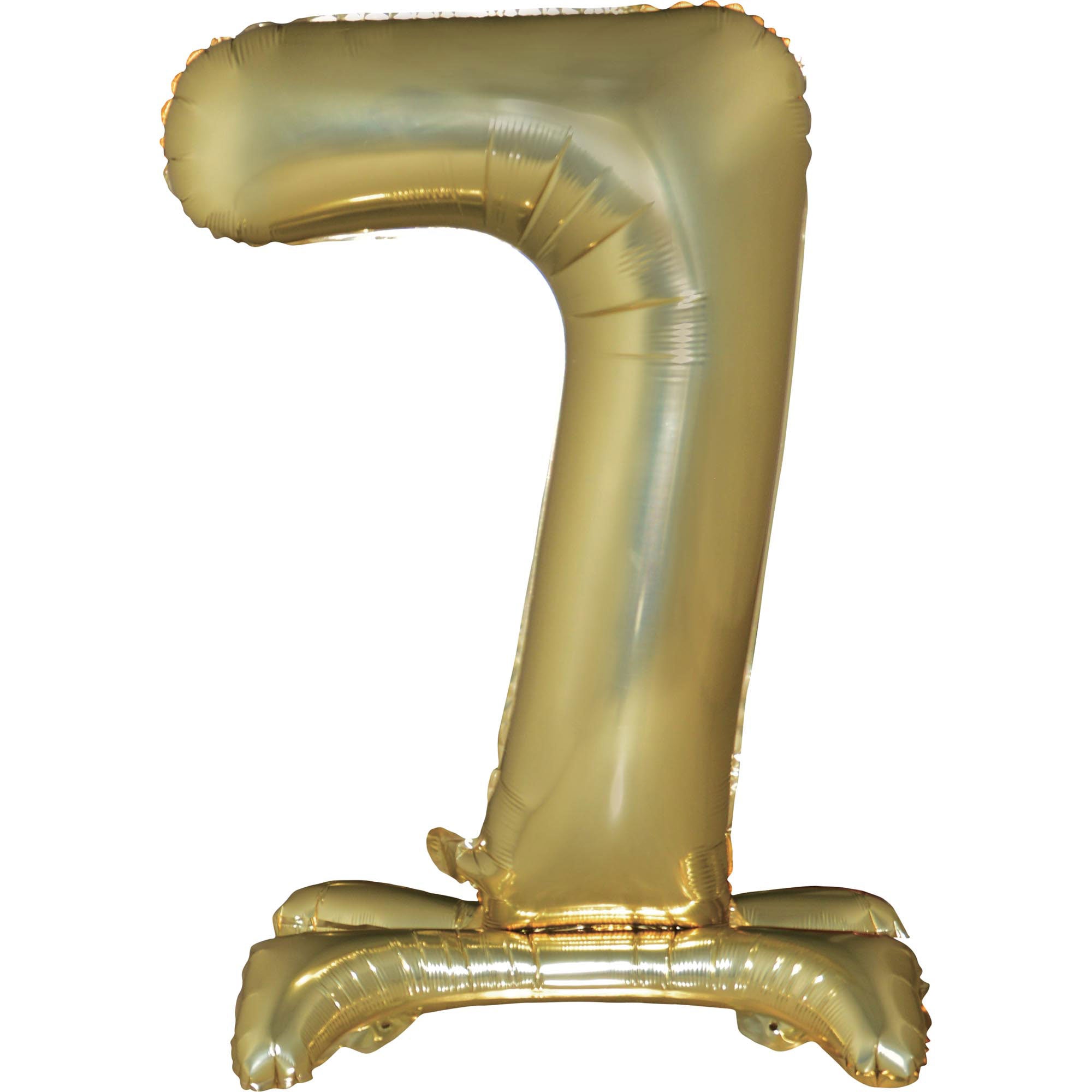 Large Number 7 Standing White Gold Foil Balloon
