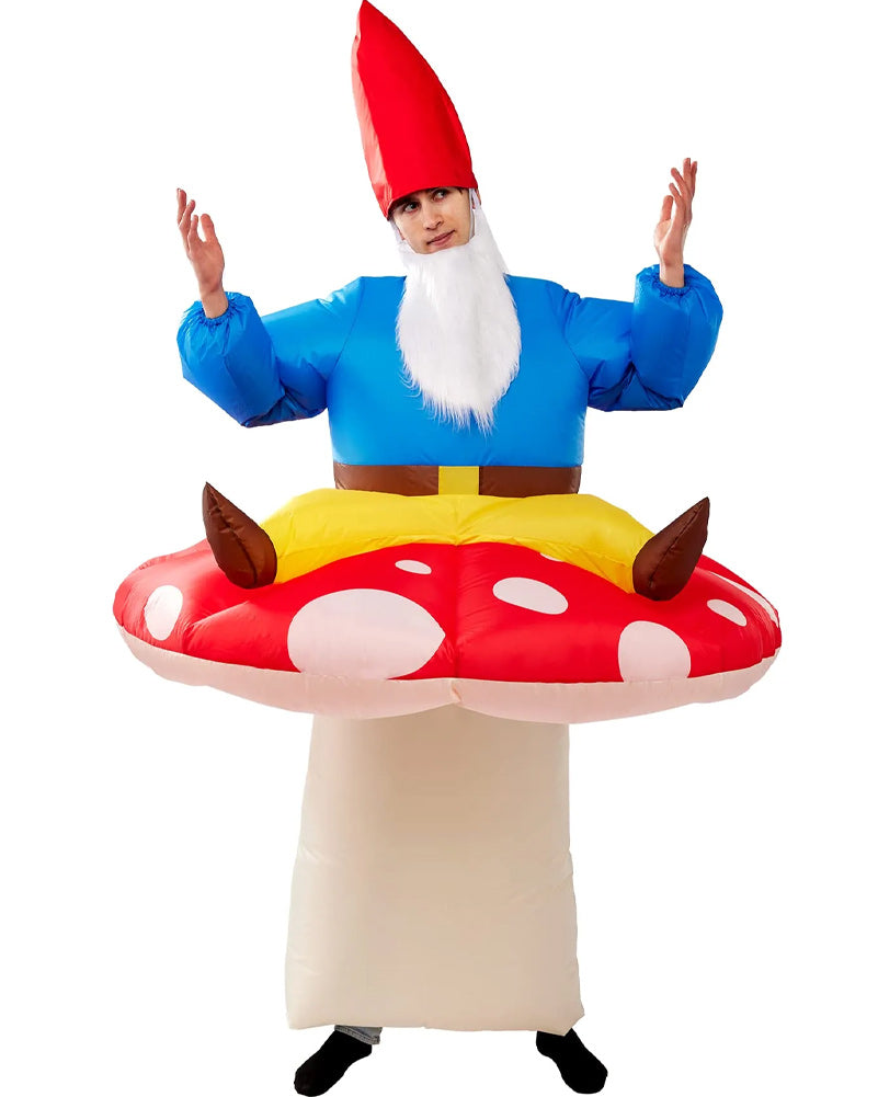 Dwarf On Mushroom Ride-On Inflatable Adult Costume
