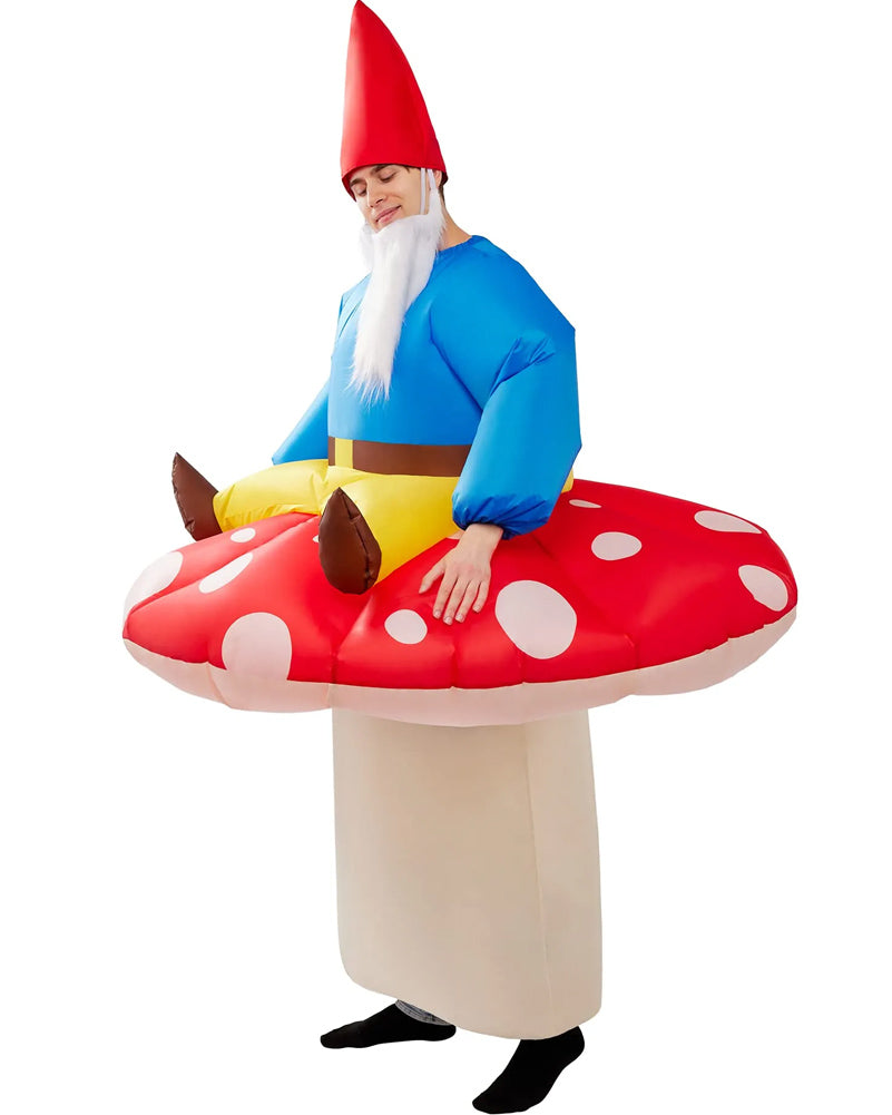 Dwarf On Mushroom Ride-On Inflatable Adult Costume