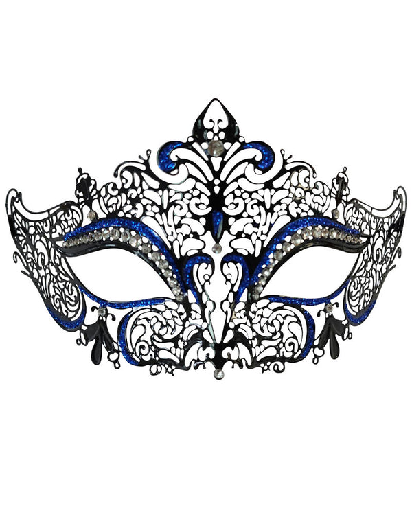 Filigree Black and Blue Metal Eye Mask