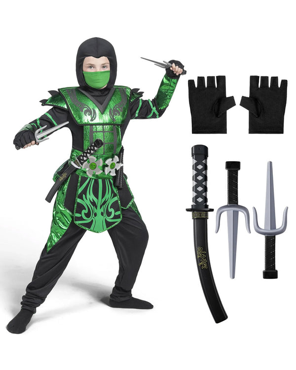 Green Ninja Complete Boys Costume