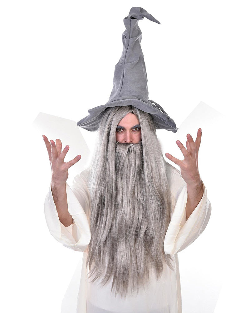 Wise Wizard Long Grey Wig and Beard