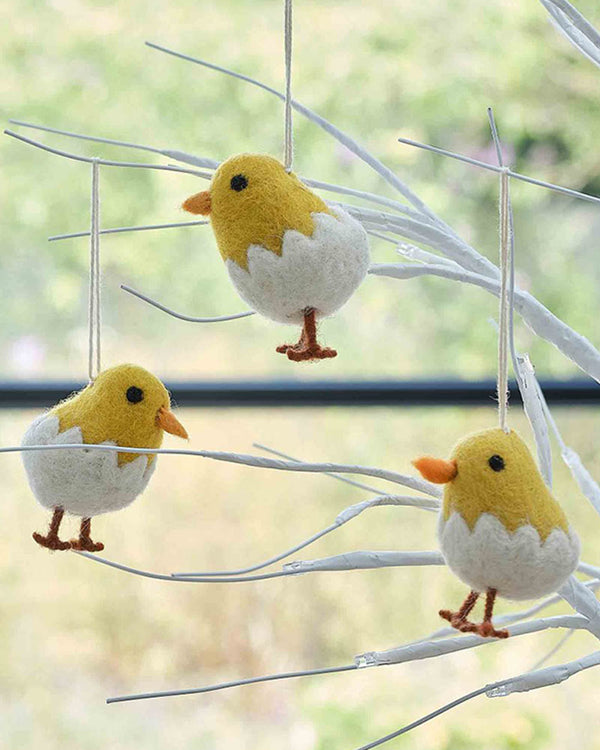 Hop Hop Hooray Felt Chick Tree Decorations Pack of 3