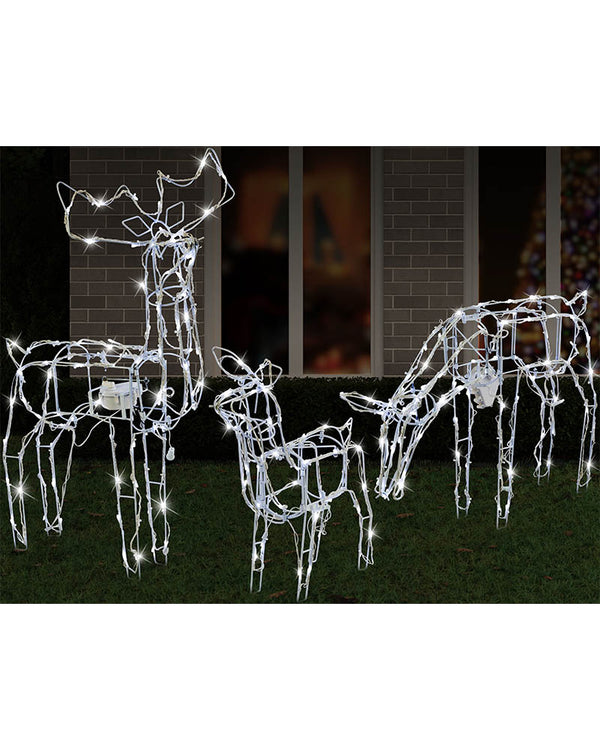 Animated Reindeer Family with Flashing LED Christmas Lights