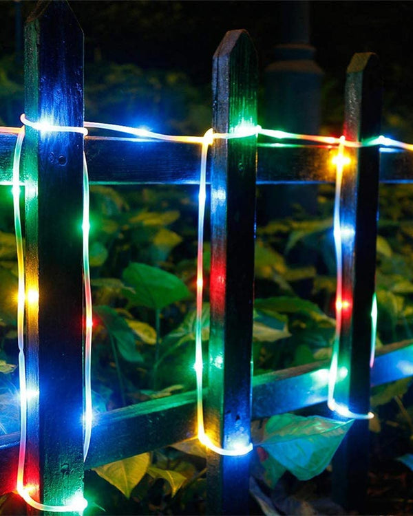Solar Multi-Coloured Ropelight LED Christmas Lights 10m