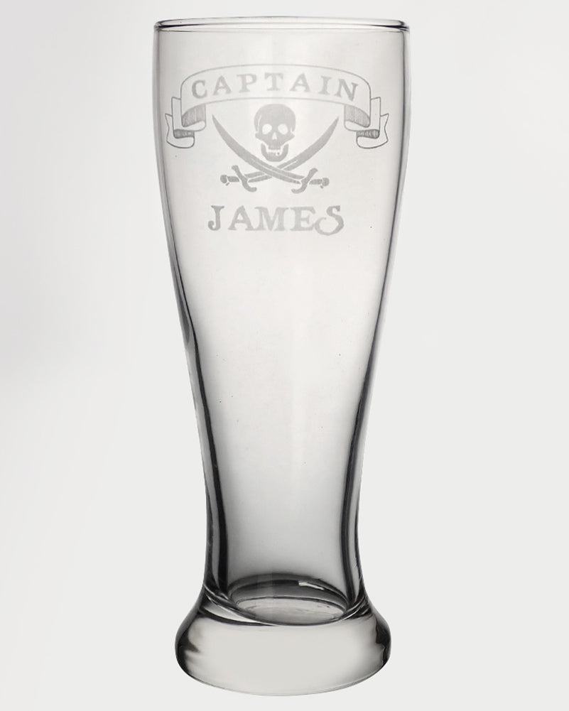 Pirate Skull and Crossbones Personalised Engraved 425ml Beer Glass ...