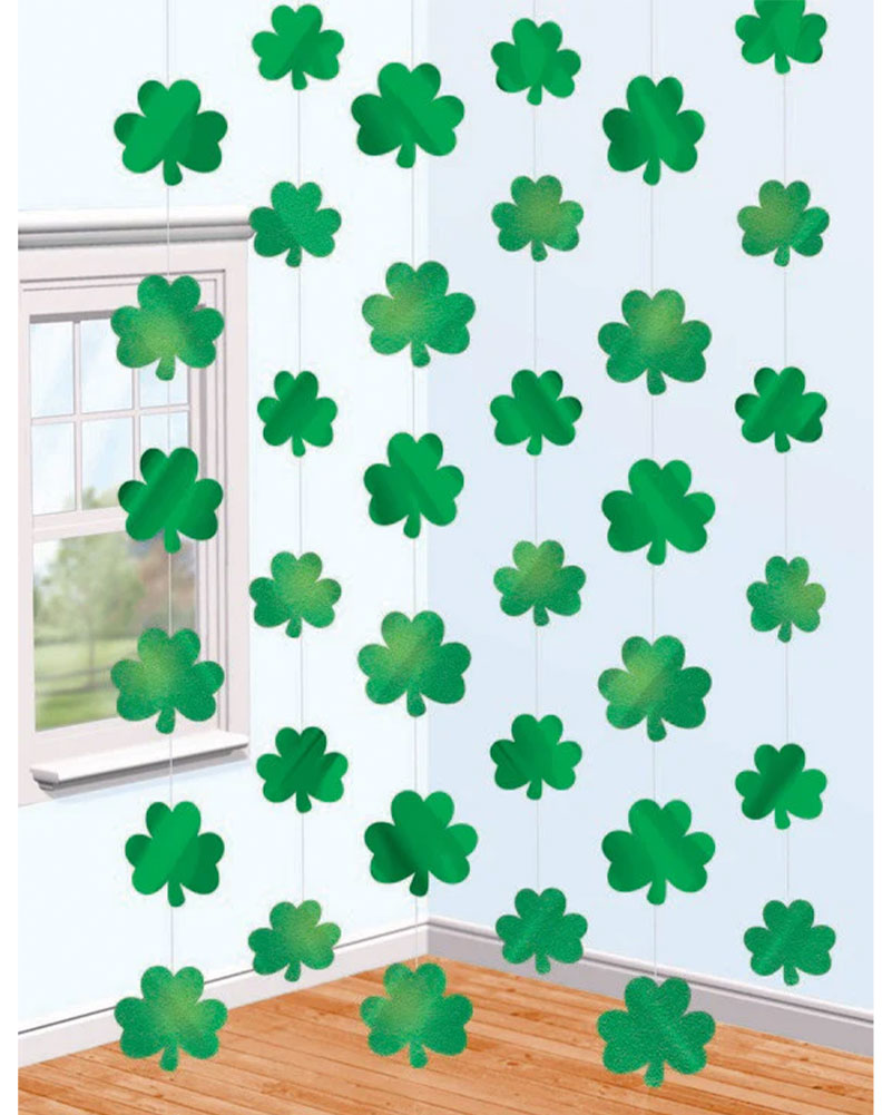 Shamrock Hanging String Decorations Pack of 6