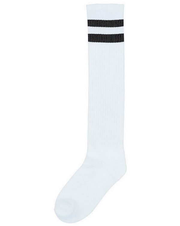 Team Spirit White Striped Knee Socks