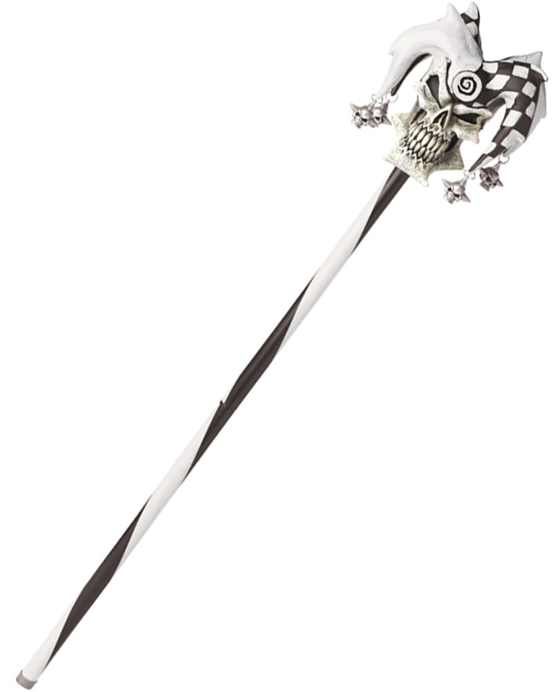 Halloween White Psycho Jester Cane 1m