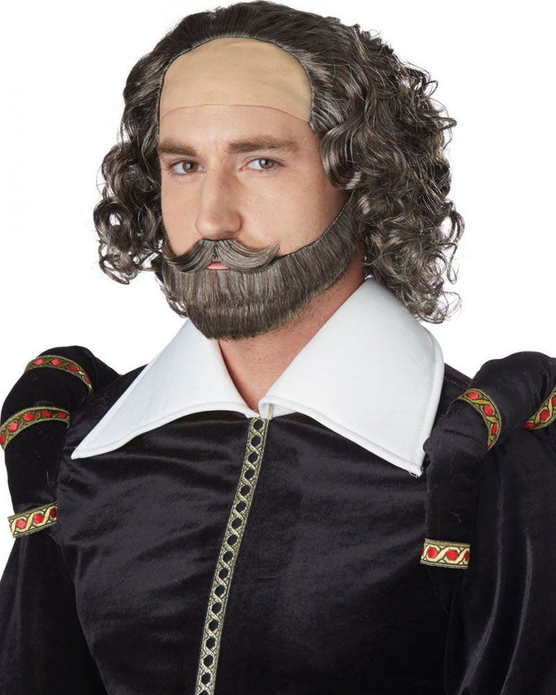 Shakespeare Curly Grey Wig Beard and Moustache