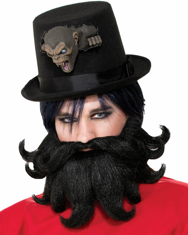 Creepy Ringmaster Black Moustache and Beard