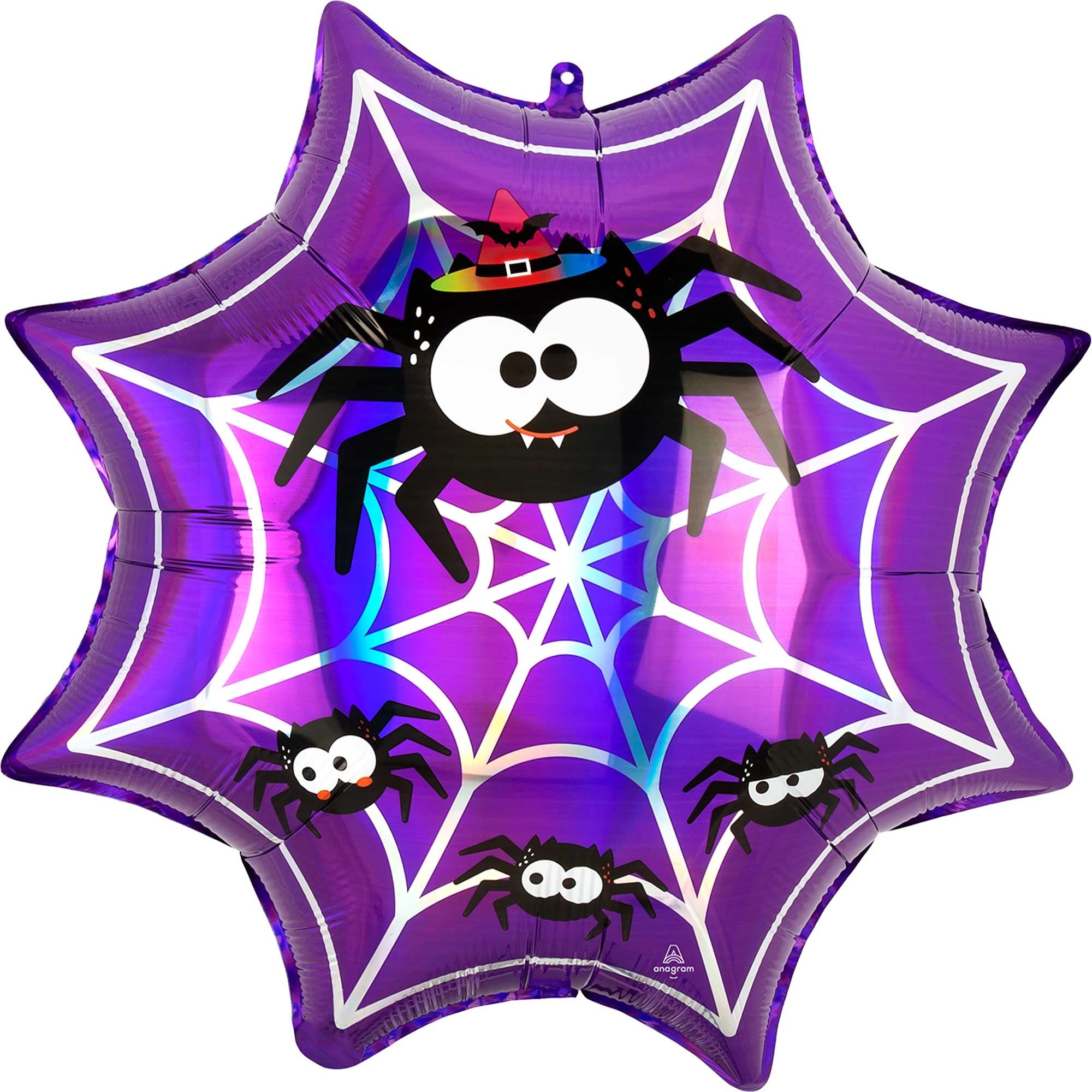 SuperShape Holographic Iridescent Spider Web & Spiders Balloon