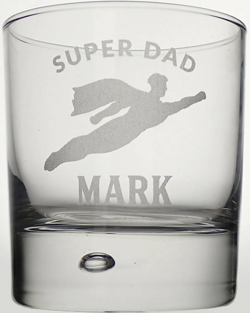 Flying Super Dad Engraved Round 305ml Scotch Glass – CostumeBox Australia