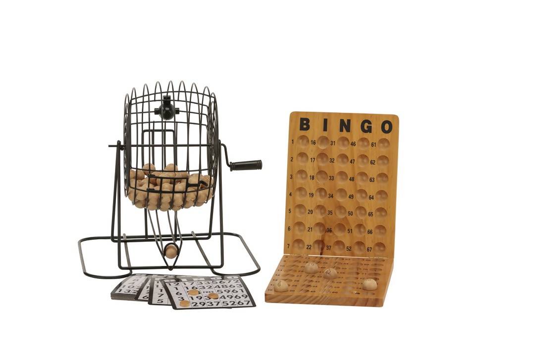 Bingo 75 Player Set With Metal Cage and Wooden Scoreboard