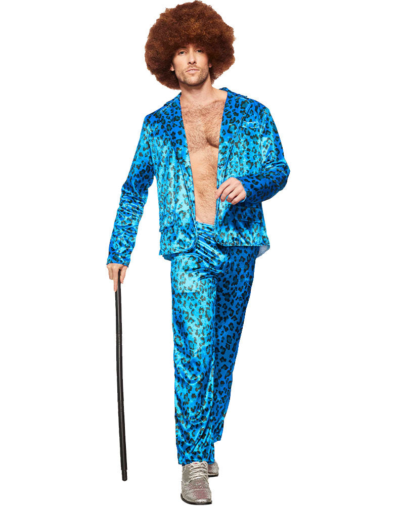 Blue Leopard Rockstar Mens Costume