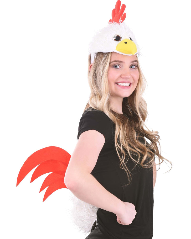 Chicken Plush Headband and Tail Deluxe Set