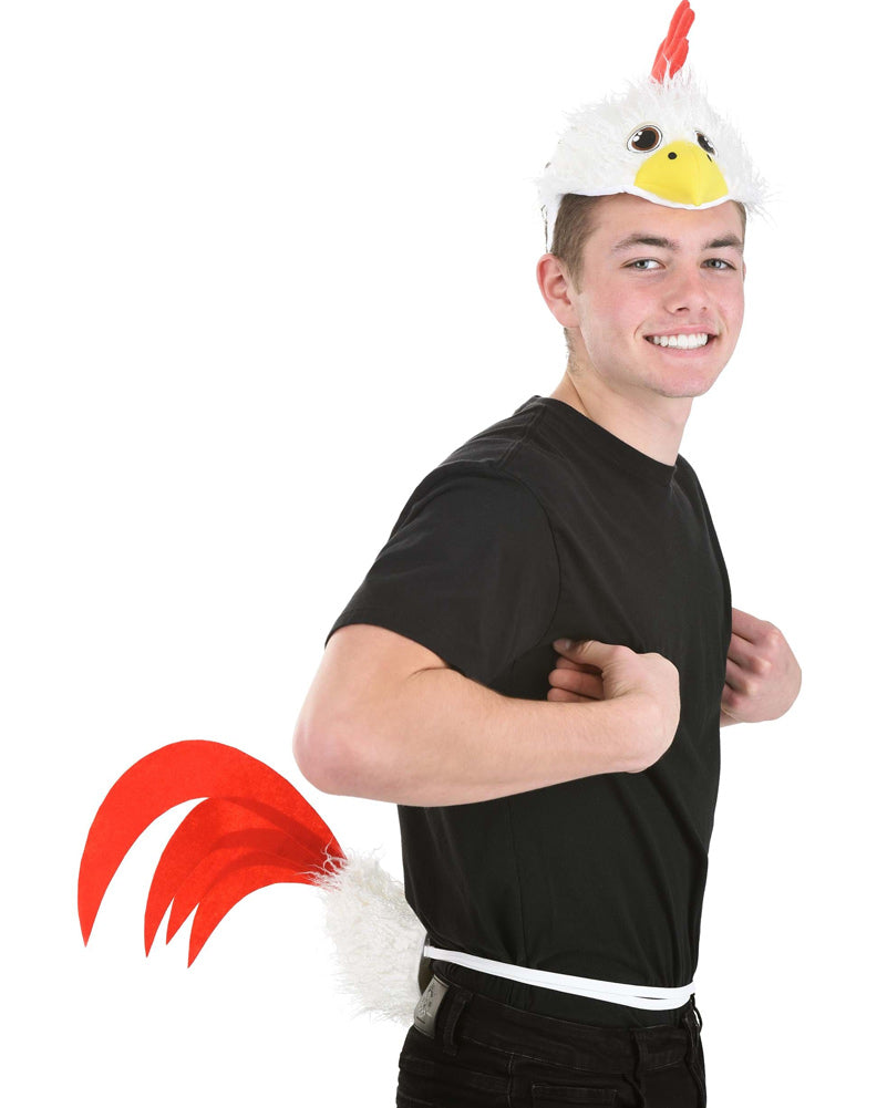 Chicken Plush Headband and Tail Deluxe Set