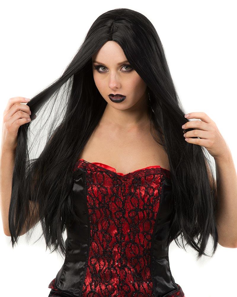 Gothic Deluxe Long Black Wig – CostumeBox Australia