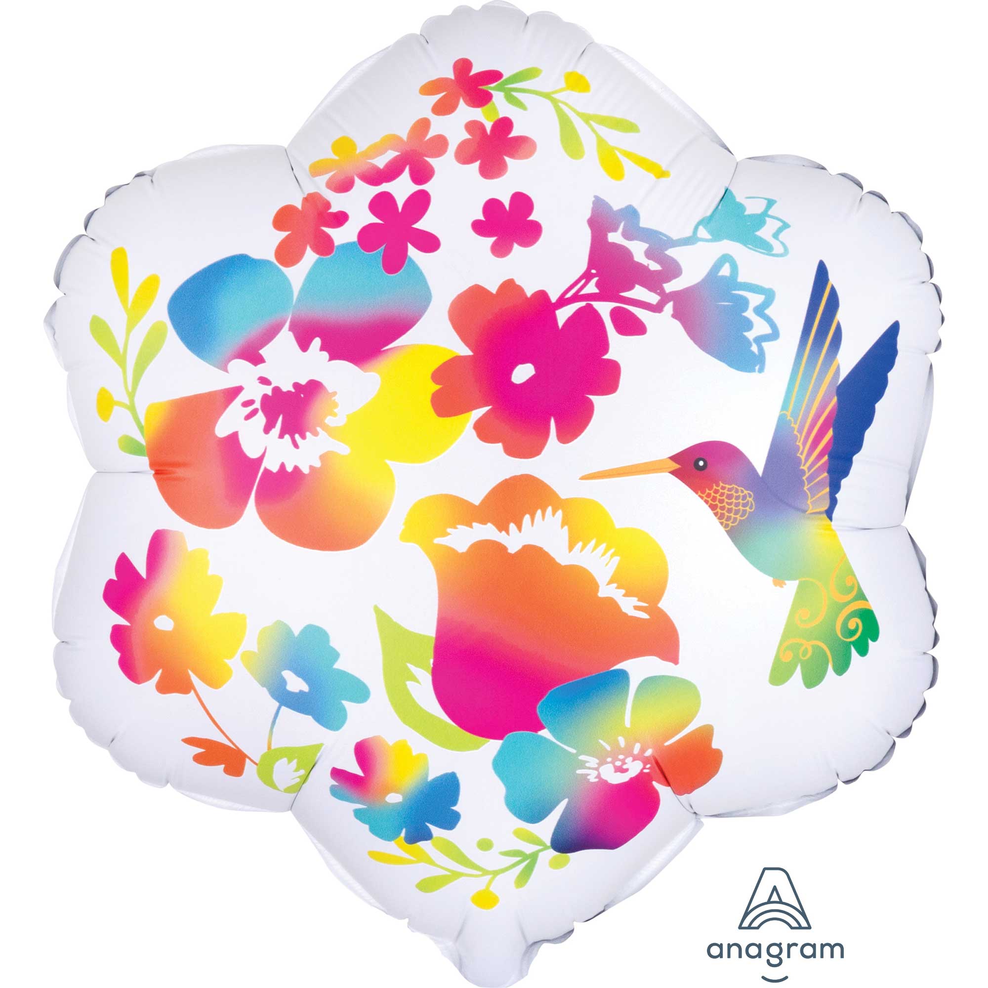 Shape XL Satin Infused Watercolour Flowers & Hummingbird Balloon
