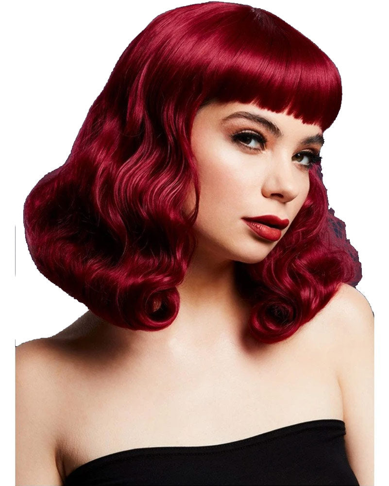 40s Fever Deluxe Bettie Short Plum Red Wig