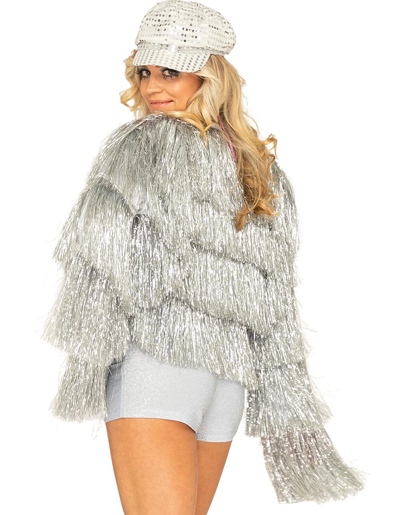 70s Funky Fringe Silver Disco Womens Jacket – CostumeBox Australia