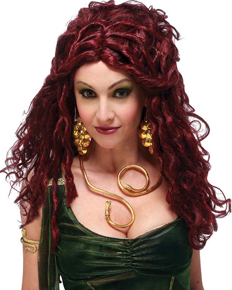 Medusa Long Curly Burgundy Wig