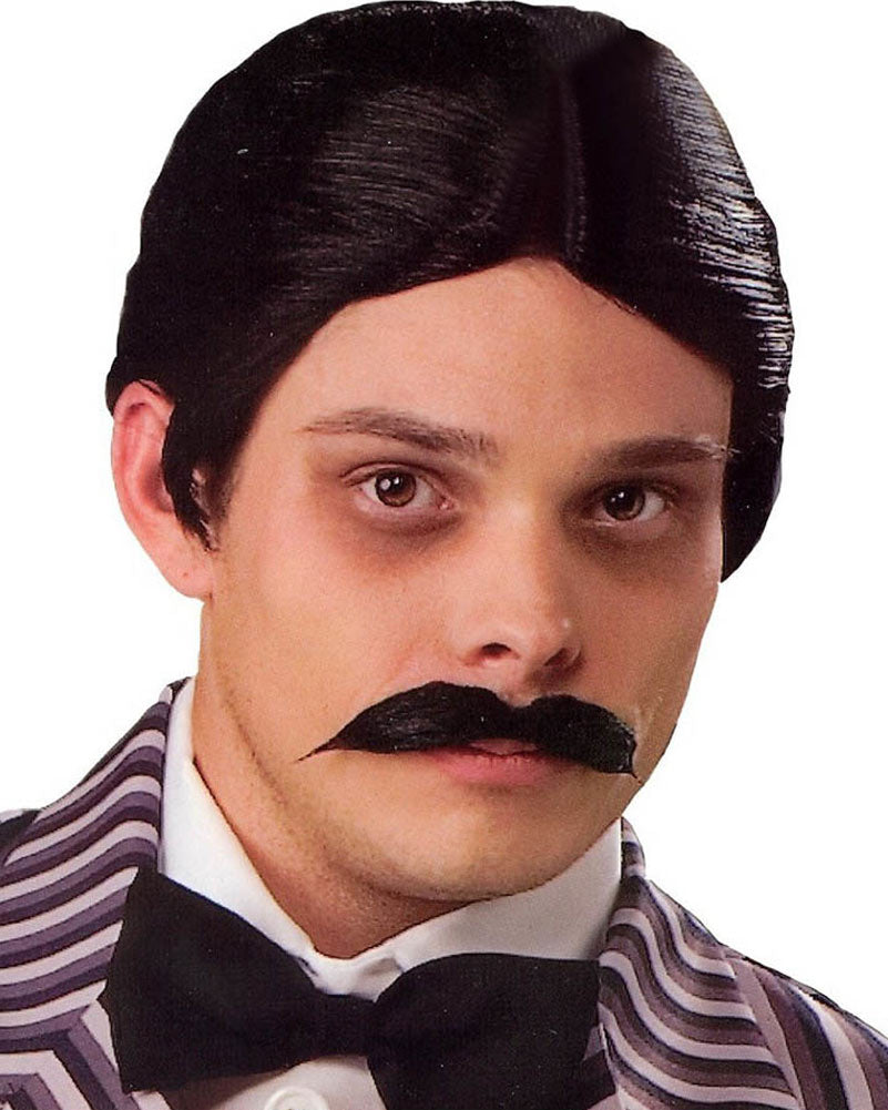 The Addams Family Gomez Short Black Wig and Moustache Set – CostumeBox ...